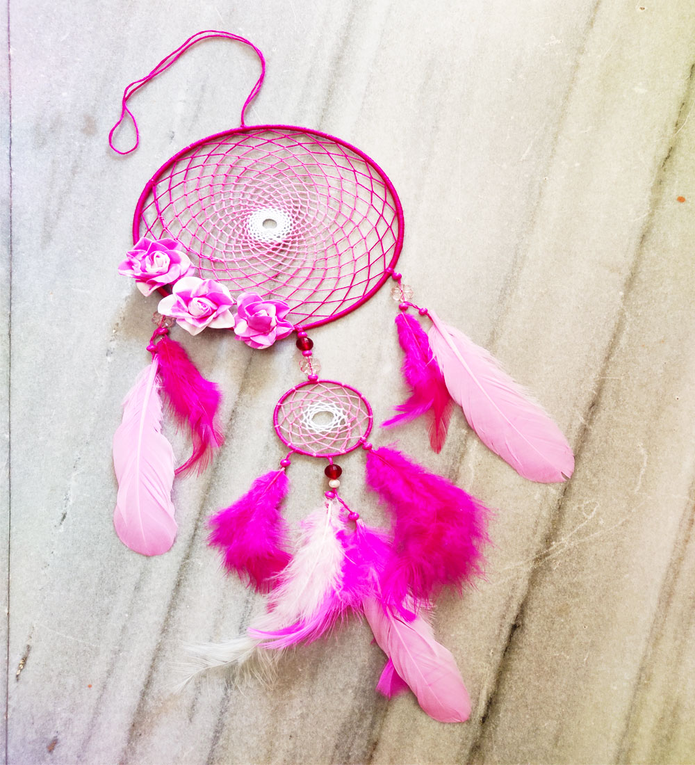 Pink Flowery Dream Catcher | Shop Online in India | Urbane Yogi